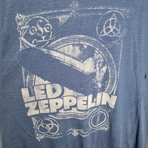 Shirts | Led Zeppelin Size 2x Distressed Blue And White Unisex Tshirt ...